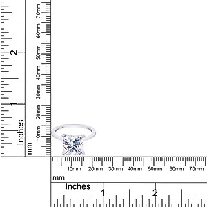SAVEARTH DIAMONDS 3 1/10 Carat 8.5MM Princess Cut Lab Created Moissanite Diamond Solitaire Engagement Ring In 14K White Gold Over Sterling Silver Jewelry (VVS1 Clarity, 3.10 Cttw) Size-7
