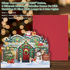 XTF2015 Christmas Greeting Cards Christmas Gift 3D Pop Up Christmas Gift Card with Musical & Christmas Home Animated Lights, Plays 3 Christmas Melody with Matching Flashing Lights