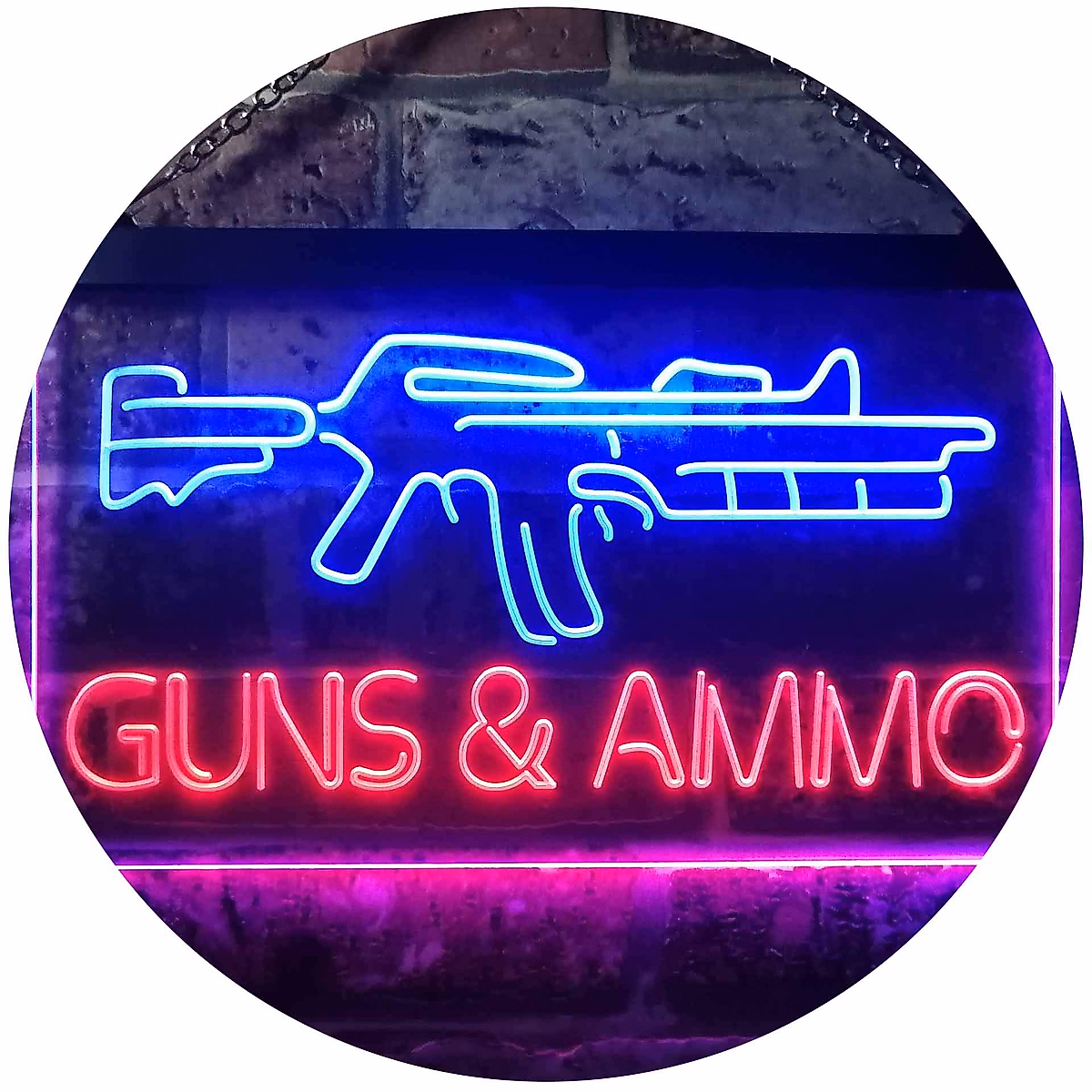 ADVPRO Guns Ammo Shop Dual Color LED Neon Sign Blue & Red 16" x 12" st6s43-i3294-br