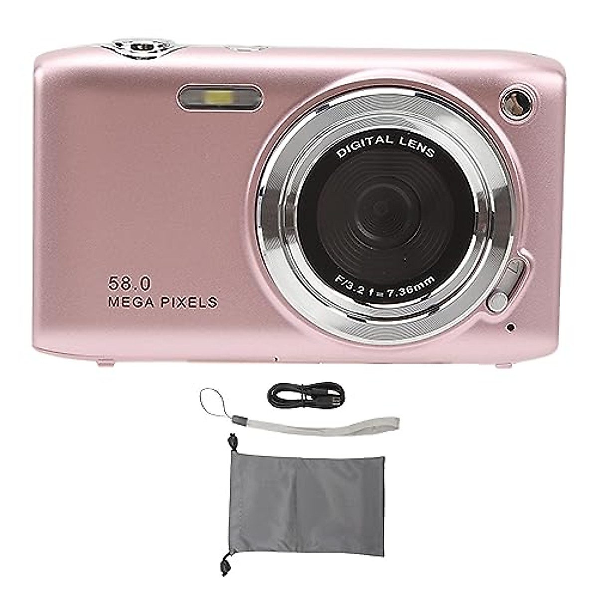 Digital Camera, Multi Function 58M 4K Timed Photography Digital Video Camera 2.88 Inch Screen 16X for Daily Life (Pink)