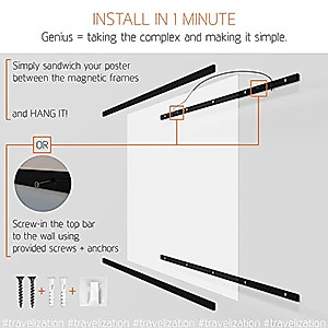 Black Magnetic Poster Hanger Frame 30" - Premium Quality Wood, Extra Strong Magnets, Quick & Easy Setup, Full Hanging Kit for Wall Art/Prints/Canvas/Photos/Pictures/Artwork/Scratch Map (30x24 30x48 30x20)