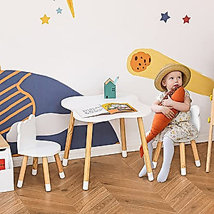 Qaba Wooden Kids Table and Chair Set Ideal for Arts, Meals, Homework, Cute Toddler Activity Table for Age 3 Years+, Grey