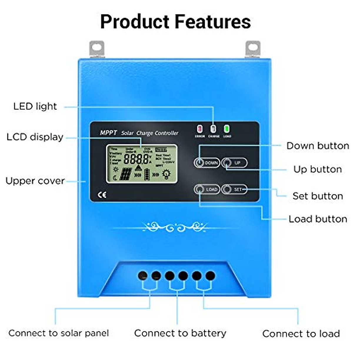 iSunergy 30A MPPT Solar Charge Controller 12V/24V Auto Working Buck Solar Panel Battery Regulator Maintainer with LCD Display for Solar Panel Battery Overload Protection