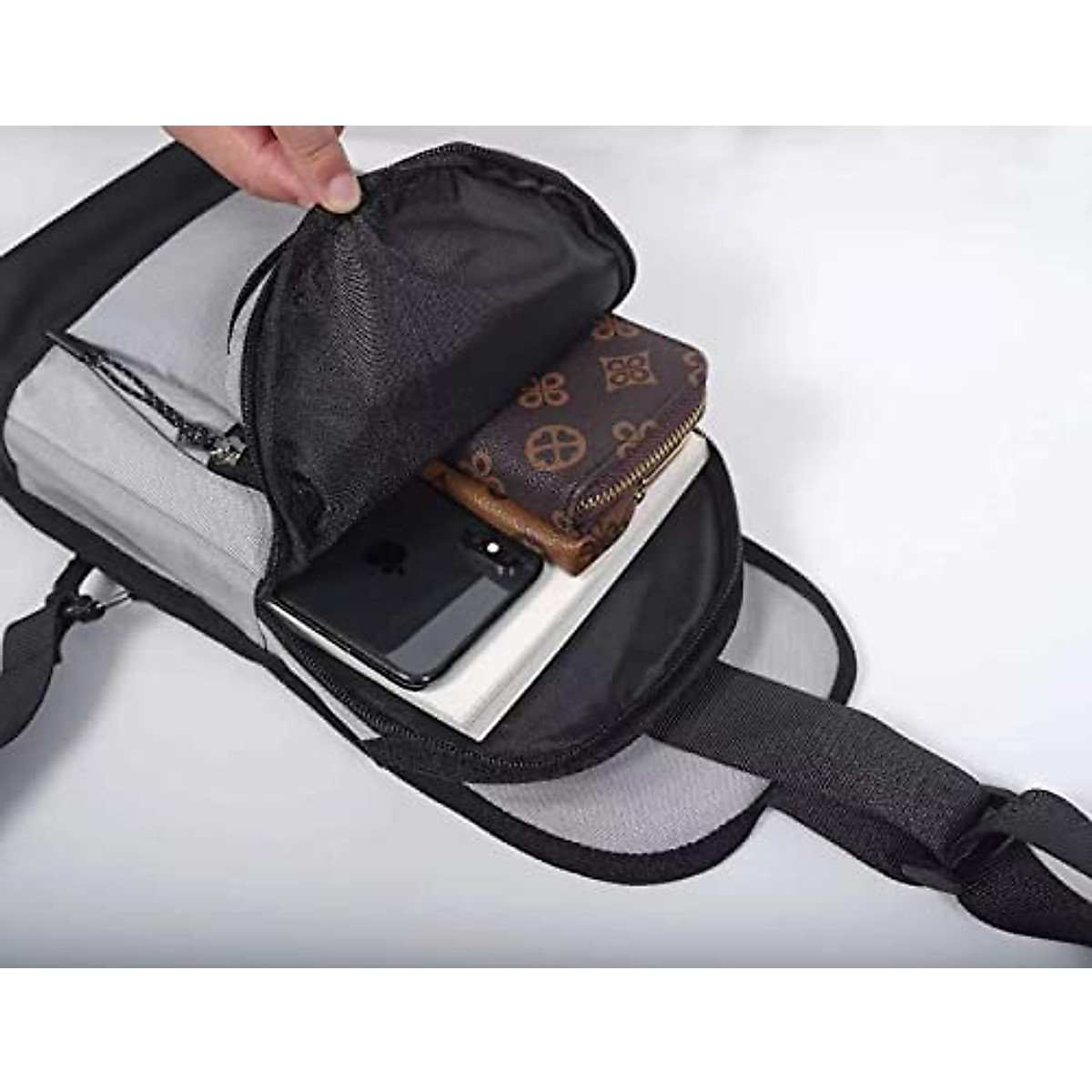 Crossbody sling chest bag shoulder backpack for casual hiking dark grey