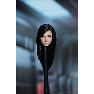 1/6 Scale Female Head Sculpt,Fantasy Girl Planted Hair Head Carved for 12inch Female Phicen TBLeague Action Figure Body (Long Hair)