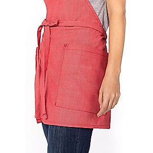 Chef Works Unisex Medford Short Bib Apron, Coral, One Size