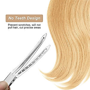 Korintin Hair Styling and Sectioning Clips - Metal Duck Bill Clips, Alligator Roller Clips for Long, Thick Hair, Salon Clips (24 Pack, Silver)