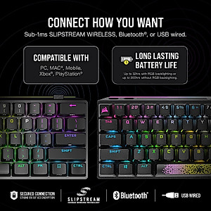 Corsair K70 PRO MINI WIRELESS 60% (CH-9189014-NA) Mechanical CHERRY MX Speed Switch Keyboard with RGB Backlighting - Black (Renewed)
