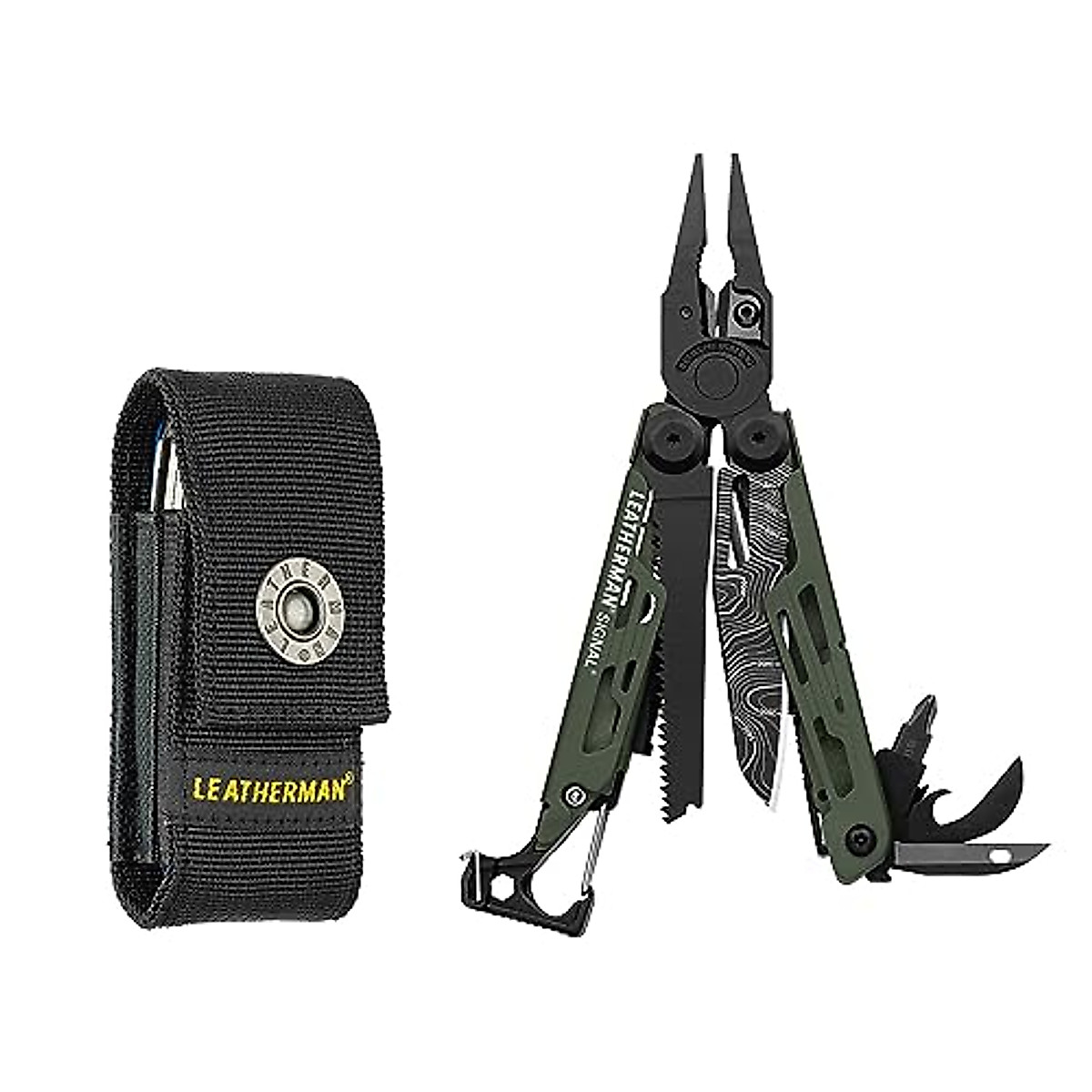 LEATHERMAN, Signal, 19-in-1 Multi-tool for Outdoors, Camping, Hiking, Fishing, Survival, Durable & Lightweight EDC, Made in the USA, Topographical Print