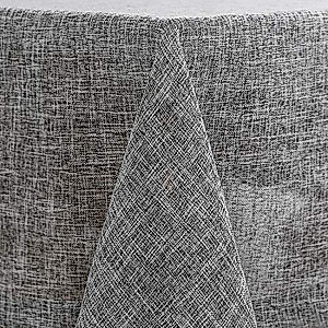 maxmill Flaxy Faux Linen Tablecloth with 2-Tone Slubby Texture Wrinkle Free Anti-Shrink Soft Table Cloth for Kitchen Dining Tabletop for Outdoor and Indoor Use Rectangle 60 x 84 Inch Light Grey