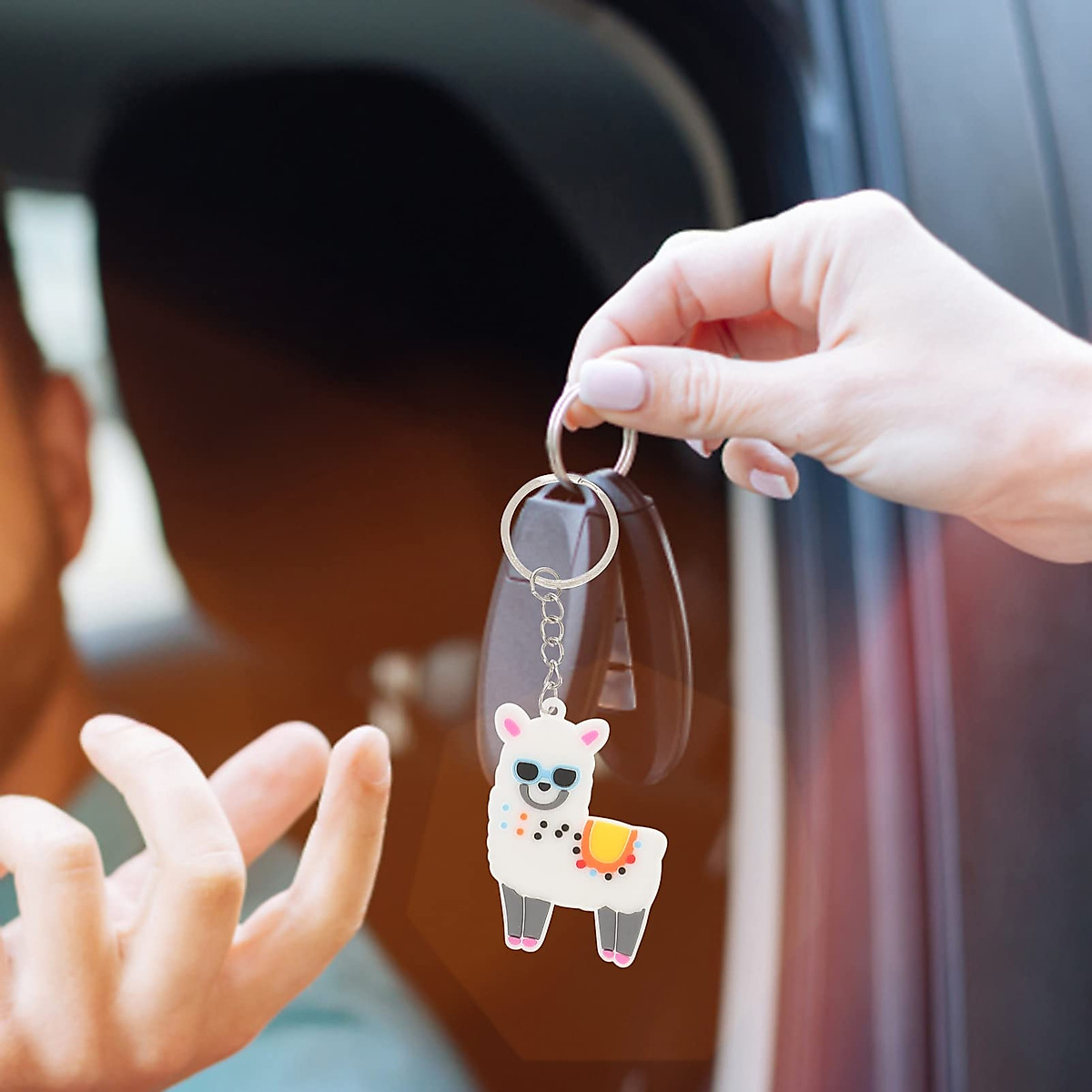 SEWACC 12 Pcs Llamas Alpaca Keychain Cute Cartoon Animal Key Ring PVC Keyring Pinata Stuffers Creative Key Holder for Kids Alpaca Themed Party Favors