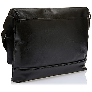 Kenneth Cole REACTION Grand Central Pebbled Vegan Leather Slim Messenger Bag Crossbody Tablet Case, Black Laptop