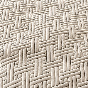 Beige Quilts Queen Size Bedding Sets with Pillow Shams, Tan Cream Lightweight Soft Bedspread Coverlet, Quilted Blanket Thin Comforter Bed Cover, All Season Summer Spring, 3 Pieces, 90x90 inches