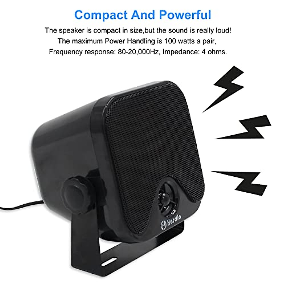 Herdio Receiver/Speaker Package, MP3/USB AM/FM Marine Stereo Bundle for Boat ATV UTV SPA.