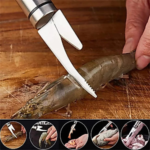 xianNv 5 in 1 Multifunctional Shrimp Line Fish Maw Knife, Stainless Steel Shrimp Deveiner Tool, Multipurpose Shrimp Peeler, Fish Scale Knife for Home Kitchen (Size : 2Pcs)