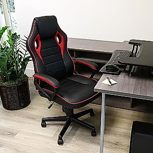 Elama Adjustable Swivel Base Office/Gaming Chair (Red)