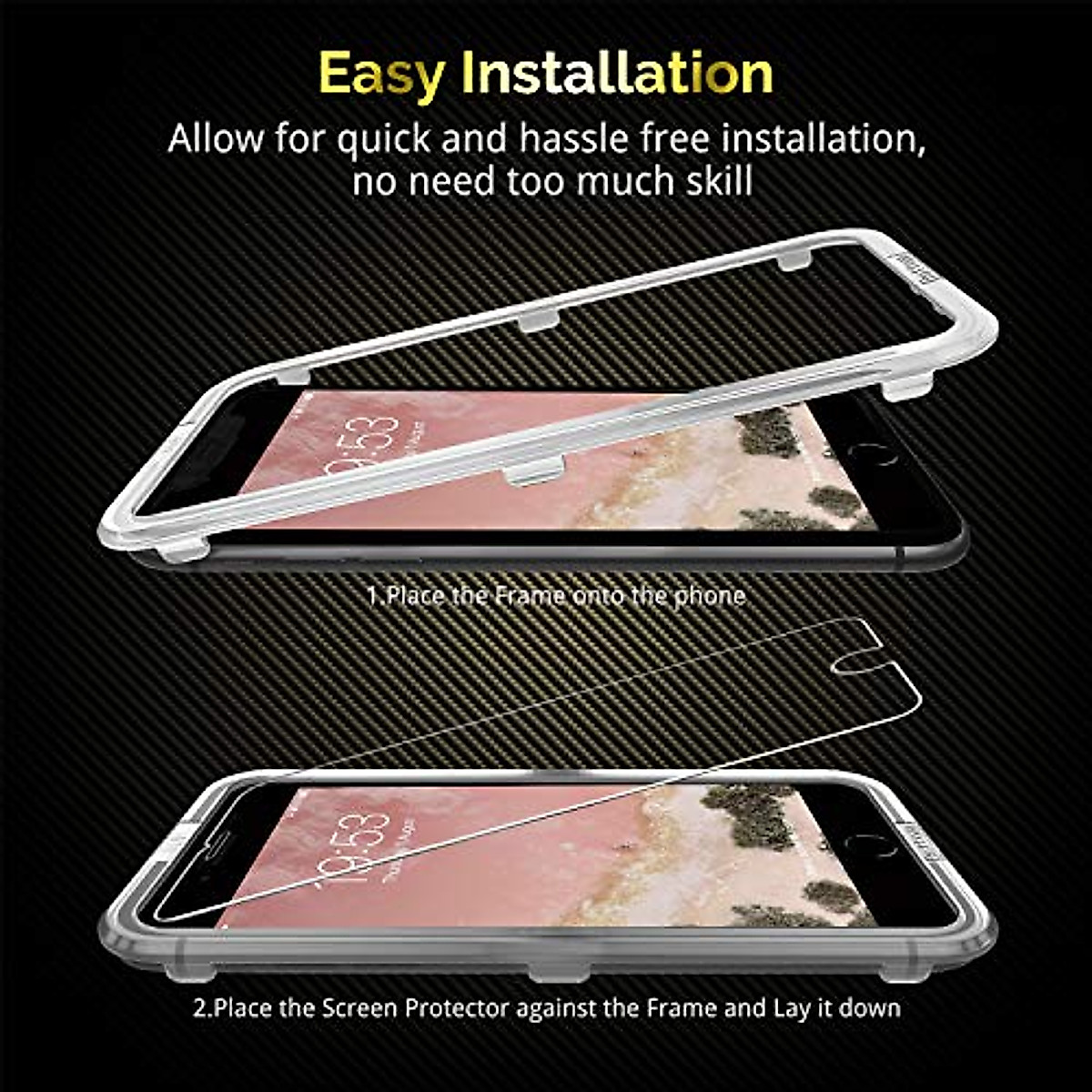 UNBREAKcable Shatterproof Tempered Glass Screen Protector for iPhone SE 2022/SE 2020, iPhone 8/7 [3-Pack] [99.99% HD Clear] [Easy Installation Frame] [9H Hardness][Bubble Free] for Apple 4.7''