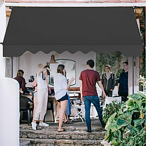 STEELAID Manual Retractable Awning – 59” Non-Screw Outdoor Sun Shade – Adjustable Pergola Shade Cover with UV Protection – 100% Polyester Made Outdoor Canopy – Ideal for Any Window or Door