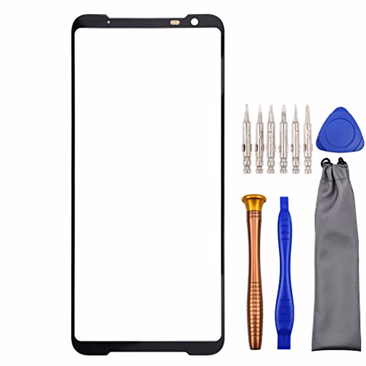 Front Glass Screen Repair Part for Asus ROG Phone 3 ZS661KS I003DD with Tool Kit Black 6.59"