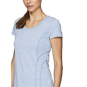 Reebok Womens Varigated Heathered Basic T-Shirt, Blue, Small