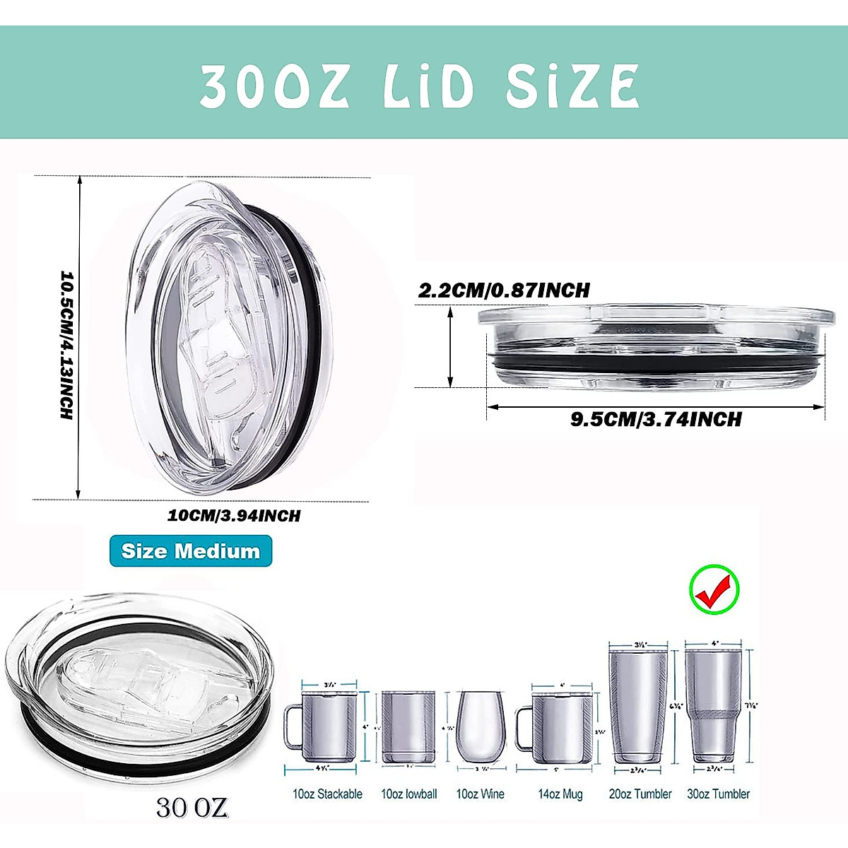 Compatible with Yeti Lids 30 oz Replacement Lid, Ozark Trail, Old Style Rtic and More Splash Resistant Lids Spill Proof Tumbler Lid Clear Cup Silicone Sliding Covers BPA Free(30OZ 2 Pack)