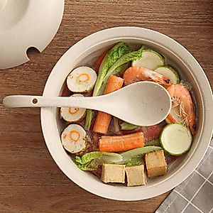 Hemoton Soup Pot Microwave Noodle Bowls Soup Bowl with Spoon Wheat Straw Soup Food Dish Large Meal Food Round Bowl with Lid Cover Salad Dinner Lunch Bowl Tableware Soup Pot Salad Serving Utensils