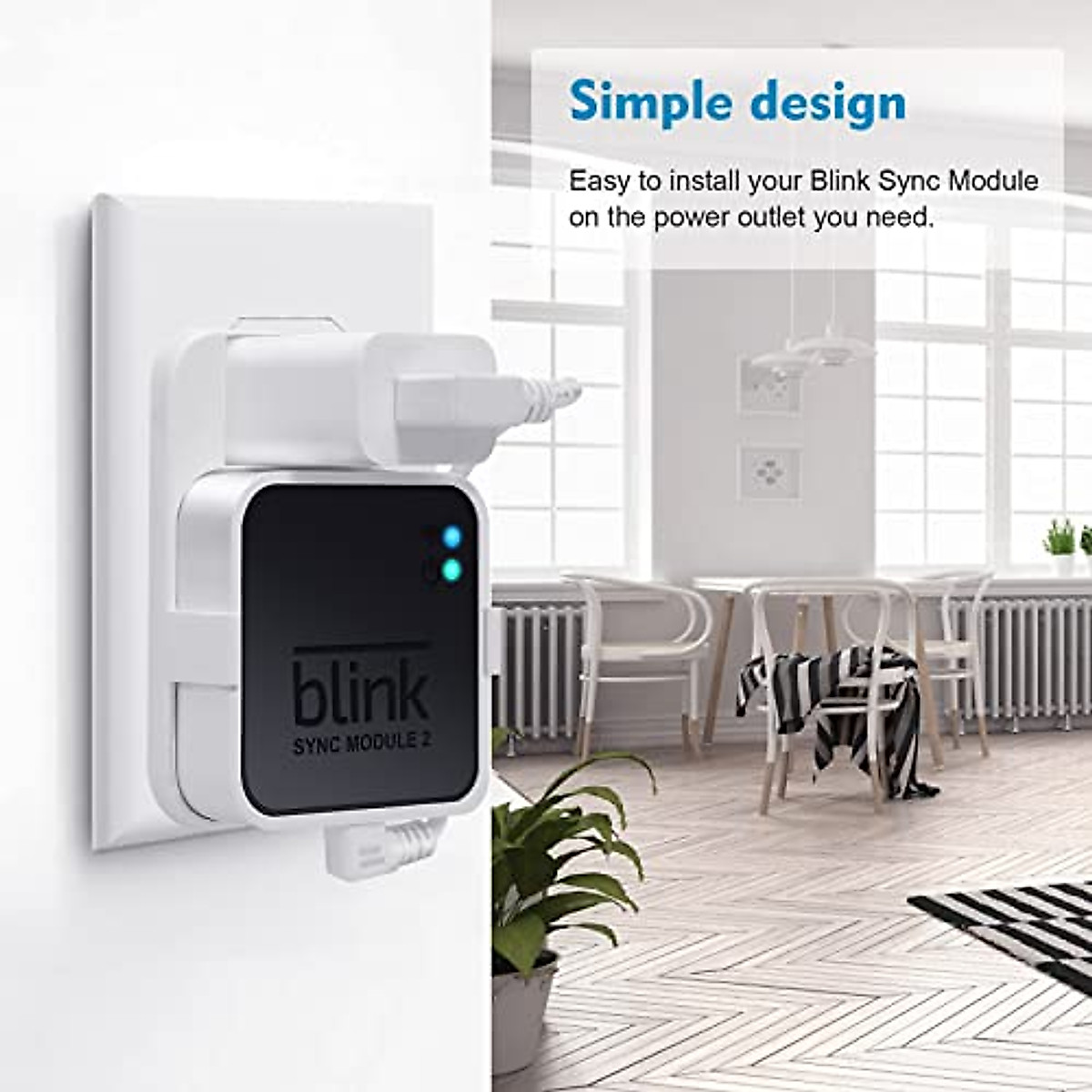 Outlet Wall Mount for Blink Sync Module 2 with Short Cable,Save Space Easy Move Easy Installation No-Drilling Mounting Bracket for Blink Outdoor & Indoor Home Security Cameras