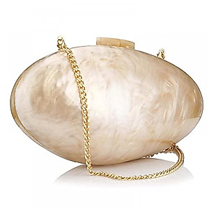 EROUGE Women Evening Pearl Bag Gold Acrylic Clutch Handbag for Evening Wedding Party (Gold)