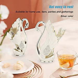 Coffee Spoon Holder Coffee Dessert Spoon Set Alloy Swan Base Holder Spoon Organizer with 6pcs, Modern Style Ice Cream Spoons Teaspoons Coffee Dessert Flatware(Spoon)