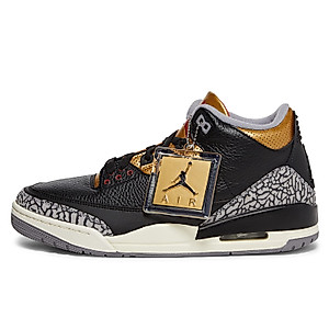 Jordan Air 3 Retro Black/Fire Red/Metallic Gold/Cement Grey 6.5 Medium