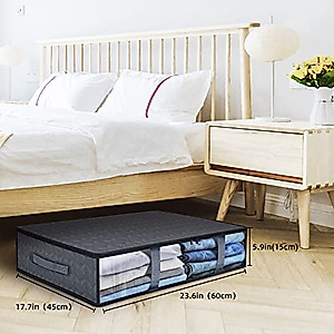 Uidducpu Clothes Storage Bags Under Bed Storage Containers,Foldable Storage bins with Clear Windows and Reinforced Handles,for Clothing, Blanket, Sweaters, Comforter,Toys,Grey, 4-Pack