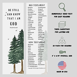Books of The Bible Christian Bookmark - 20 Pack - Large Print - Made in USA