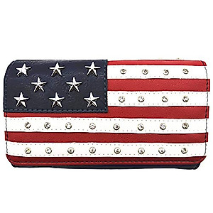 American Flag USA Stars and Stripes Concealed Carry Purse Women Country Handbag Wallet Set Red White Blue (#3 Navy Blue Set)