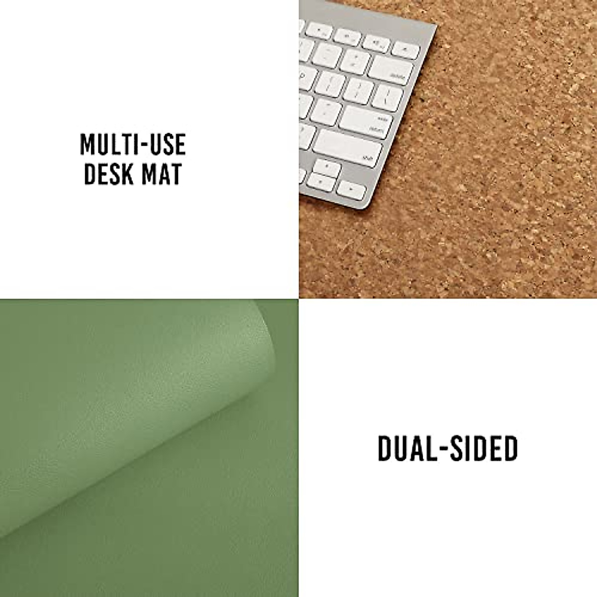 Aothia Office Desk Pad, 31.5" x 15.7" Large Mouse Pads, Cork and PU Leather Dual-Sided Laptop Desk Protector, Writing Pad, Easy to Clean, Waterproof for Office Work/Home/Decor (Deep Green)