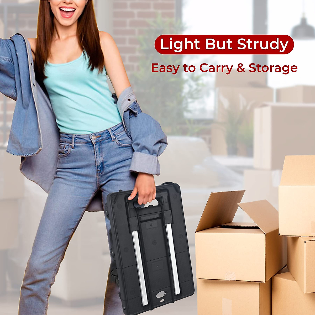 Subron Folding Hand Truck - 600lbs Heavy Duty Utility Cart