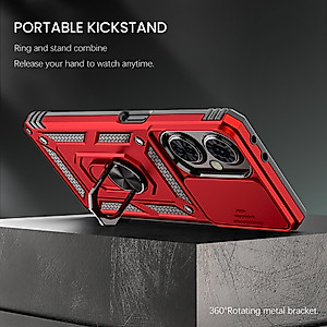 Liufcx for Oneplus Nord N30 5G Case + Screen Protector with Kickstand & Slide Lens Protector Cover, Heavy Duty Armor Shockproof Rugged Military Grade Protective Case for Oneplus Nord N30 5G (Red)