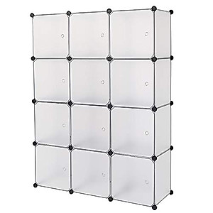 12-Cube Storage Shelf Cube Shelving Bookcase Bookshelf Organizing Closet Toy Organizer Cabinet White Color
