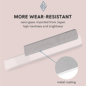 Upgrade Nano Glass Nail File Set 2PC Nail Buffer for Natural Nails, Crystal Nail File Polisher for Nail Care, Professional Manicure Set(Black and White)