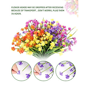 Omldggr 5 Bundles Artificial Flowers Outdoor, Plastic Flowers Faux Greenery Shrubs Plants for Hanging Planter Home Wedding Garden Decor(Purple RED)