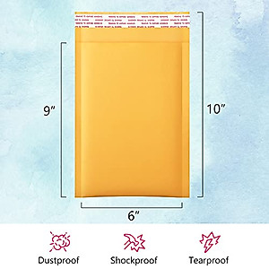 UCGOU Kraft Bubble Mailers 6x10 Inch 50 Pack Yellow Padded Envelopes #0 Small Business Mailing Packages Self Sealing Tear Resistant Boutique Bulk Mail Shipping Bags for Jewelry Makeup Supplies