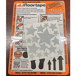 LiteMark Reflective White Assorted Stars Sticker Decals for Helmets, Bicycles, Strollers, Wheelchairs and More - Pack of 16