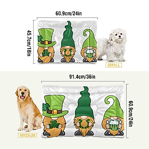 YETTASBIN St. Patrick's Day Gnome Crate Pet Bed, Portable Washable Dog Cat Mat, Soft Comfortable Pet Mattress with Non-Slip Bottom for Dogs Cats Sleeping, 36 x 24 Inch