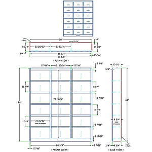 Home Square 84" Tall 18-Shelf Triple Wide Wood Bookcase in Dry Oak - Set of 2