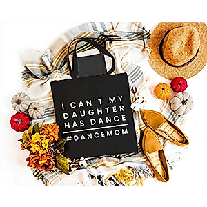 GXVUIS Dance Mom Canvas Tote Bag for Women Minimalism Letters Graphic Reusable Grocery Shoulder Shopping Bags Funny Gifts Black