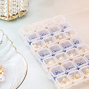 Segbeauty Gem Organizer, Clear Bead Container 28 Compartments with Secure Lids, Removable Tiny Jewelry Storage Box, Transparent Jewelry Organizer for Seeds Craft Making Accessories