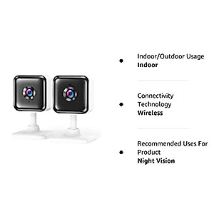 Indoor Cam 1080P FHD Wi-Fi Smart Home Security Camera with Night Vision, 2-Way Audio, Motion Detection, for Baby/Pet/Nanny/Elderly, Compatible with Alexa & Google Home, 2 Pack