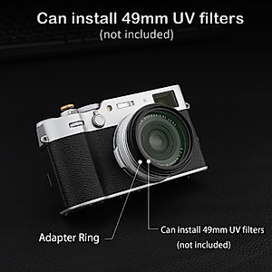 Haoge Lens Filter Adapter Ring for Fujifilm X100VI Fuji FinePix X100V Camera fit 49mm UV CPL ND Filter Lens Cap Replace Fujifilm AR-X100 Black