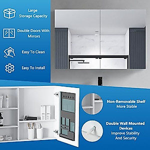 Vacolitel Luxury Rectangular Bathroom Medicine Cabinet with Mirror,Recessed or Surface Mount Bathroom Wall Cabinet,Beveled Edges,Engineered Wood (40"X26")