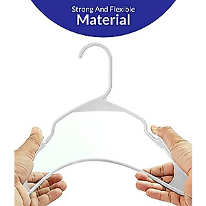 Royale 60 Pack White Plastic Hangers For Clothes - Heavy Duty Plastic Clothes Hanger Ideal For Everyday Standard Use - Lightweight & Space Saving Notched Plastic Hangers - Slim & Sleek Shoulder Groove