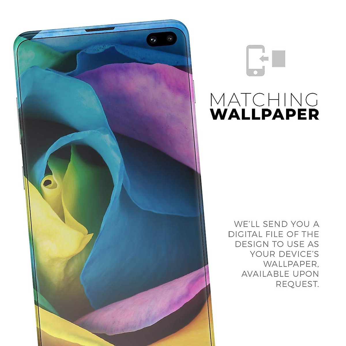 DesignSkinz Rainbow Dyed Rose V3 Protective Vinyl Decal Wrap Skin Cover Compatible with The Samsung Galaxy S20 (Screen Trim & Back Glass Skin)